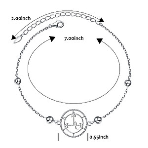 Sigil of Lilith Bead Link Bracelets S925 Sterling Silver Sigil of Lilith Bracelets Link Jewelry Gifts for Women Bead Chain 7+2 inches