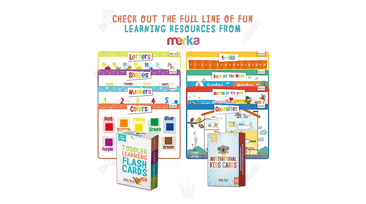 Toddler Learning Flash Cards Kit for Kids 2-6 - ABC, Numbers, Shapes