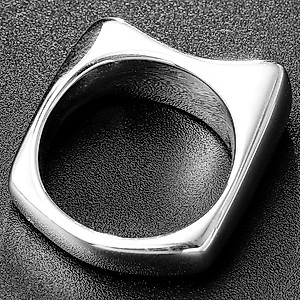 Jude Jewelers Stainless Steel Square Curved Shape Wedding Band Statement Chunky Cocktail Party Ring (Silver, 5)