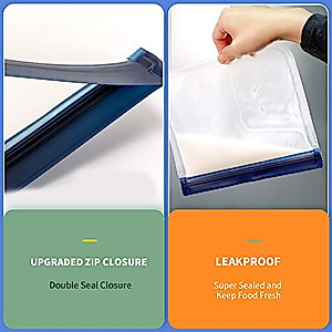 Meetall 12Pack Reusable Freezer Bags Resilient Leakproof Bags for Sandwich Snacks and Meal Prep Extra Thick Durable Locking Seal Press Bag for Freshness BPA FREE