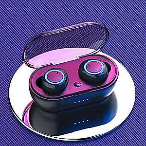 Wireless Earbuds Bluetooth，Y50 Bluetooth 5.0 Button Control Noise Cancelling Wireless Charging in-Ear Built-in Mic Headset Premium Deep Bass for Sport White Black One Size