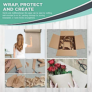 Kraft Brown Wrapping Paper Roll 30" x 1,200" (100 ft) – 100% Recyclable Craft Construction and Packing Paper for Use in Moving, Bulletin Board Backing and Paper Tablecloths