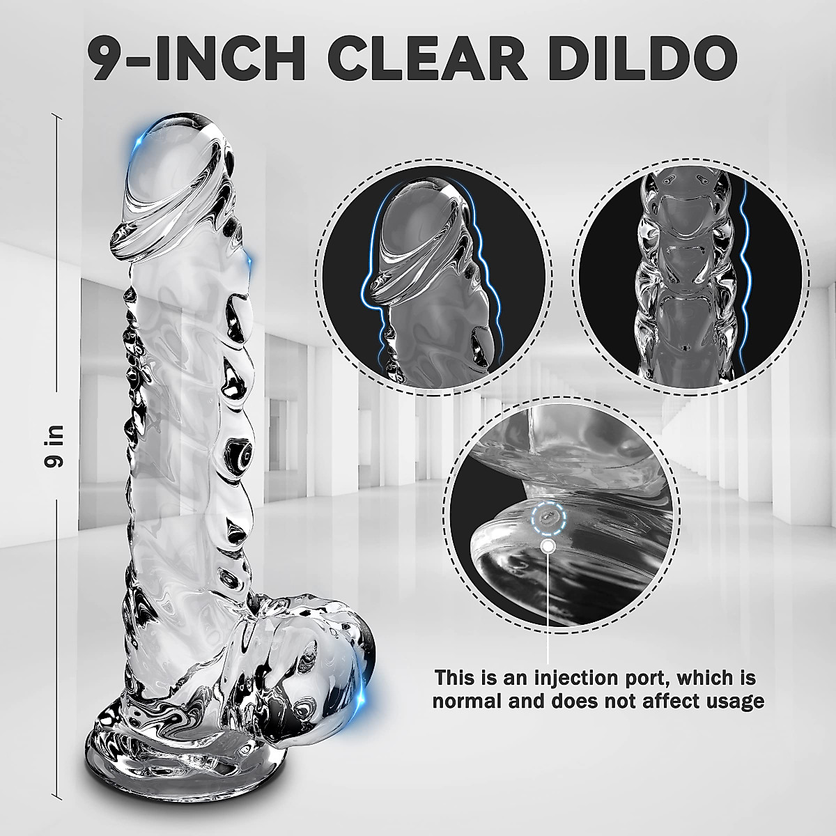 9 Inch Realistic Dildo Sex Toys - Clear Dildos Adult Toy with Suction Cup Hands Free for G Spot Anal Stimulation, Silicone Thick Penis for Women Men, Adult Toys for Beginner and Couple