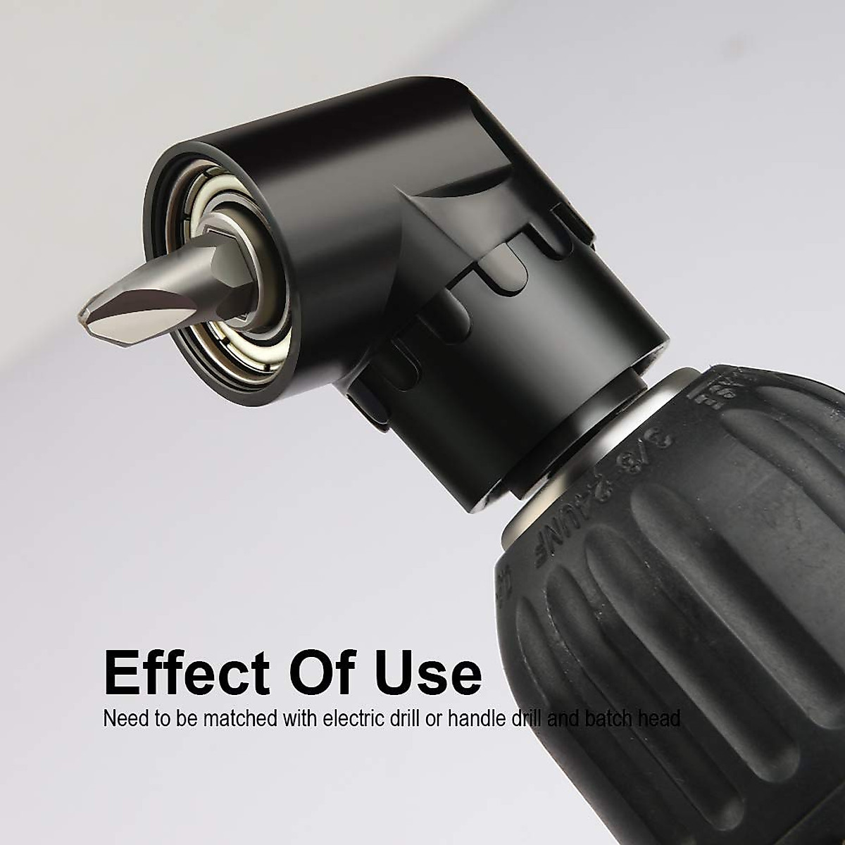 Pommes 4-Piece Power Drill Sockets Adapter Sets,360degreeRotatable 1/4inch 3/8inch 1/2inch Impact Grade Driver Extension Set Bit+105 Degree Right Angle Screwdriver Hex Bit Socket 4 Black