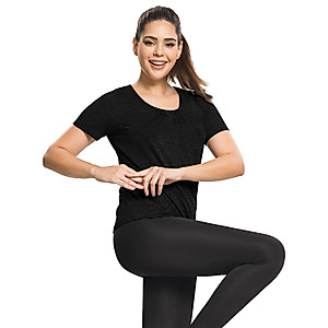 MISS FORTUNE Women's Workout Tops Short Sleeve Spring Shirts for Women Cute Casual Yoga Athletic & Work Loose Fit Summer Top D-black