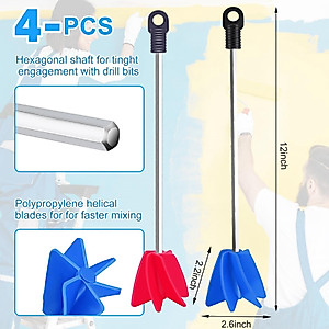 11.8 Inch Paint Stirrer for Drill, Drill Mixer Attachment, Epoxy Mixer, Paint Mixer for Drill, Helix Drill Paint Mixer for Most Drills, Resin Mixer, Mixing Concrete Resin Paint (1)