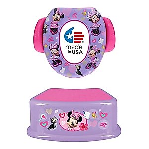 Disney Minnie Mouse 2 Pc "Happy Helpers" Essential Potty Training Set - Soft Potty Seat, Step Stool