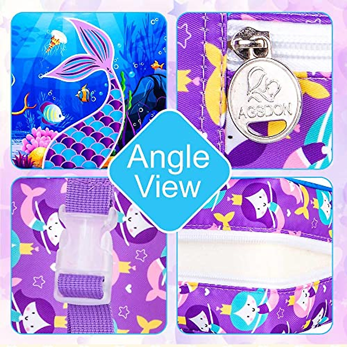 2PCS Toddler Booster Seat for Dining Table, Chair Increasing Cushion for Baby Kids, Washable Thick Chair Seat Pad Mat Strap, Portable Dismountable Adjustable Highchair Booster - Mermaid