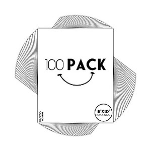 Golden State Art, Pack of 100, 8x10 White Backing Boards - Uncut, Acid Free, 4-Ply Thickness, Signature Friendly - Great for Photos, Pictures, Events, Frames, Prints