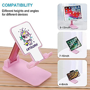 Unicorn Cat Print Cell Phone Stand Compatible with iPhone Switch Tablets Foldable Adjustable Cellphone Holder Desktop Dock (4-13")