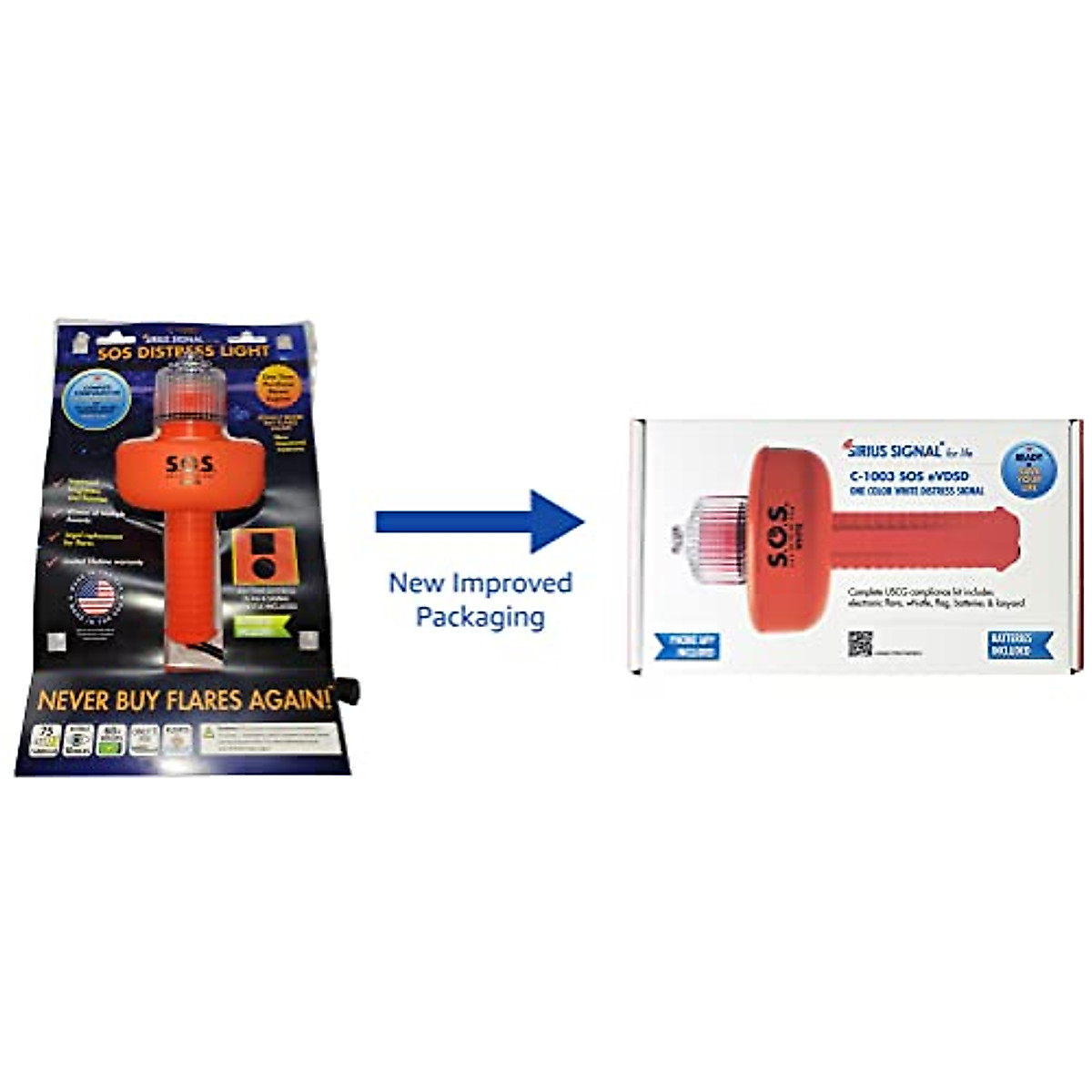 Sirius Signal C-1003 SOS LED Flare Electronic Visual Distress Signal Kit with Daytime Distress Flag and Whistle - CG Approved