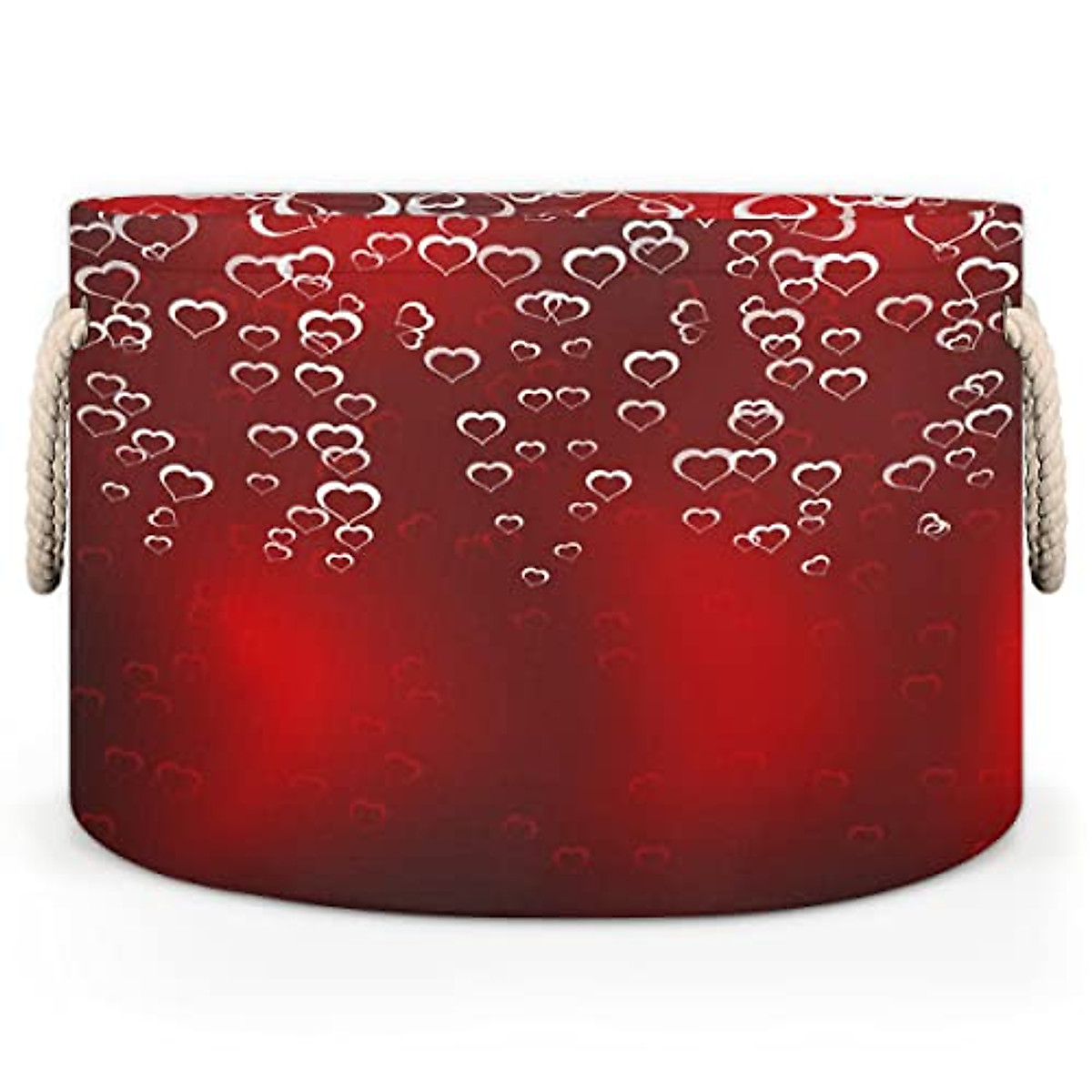 Valentines Day Love You Hearts Large Round Baskets for Storage Laundry Baskets with Handles Blanket Storage Basket for Bathroom Shelves Bins for Organizing Nursery Hamper Girl Boy