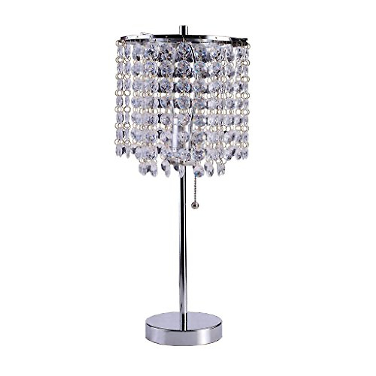 Ore International 8315C Deco Glam Table Lamp, 20.25", Metal, Silver