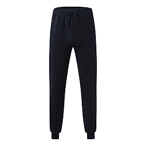 Men's Fleece Lined Cargo Sweatpants Open Bottom Straight Leg Casual Loose Fit Baggy Athletic Jogger Pants with Pockets(Navy#04,XL)