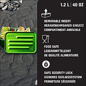 SIGG - Metal Lunch Box - With Food Separator - Dishwasher & Microwave Safe, Leakproof, BPA Free - Aluminum - Plus Green L