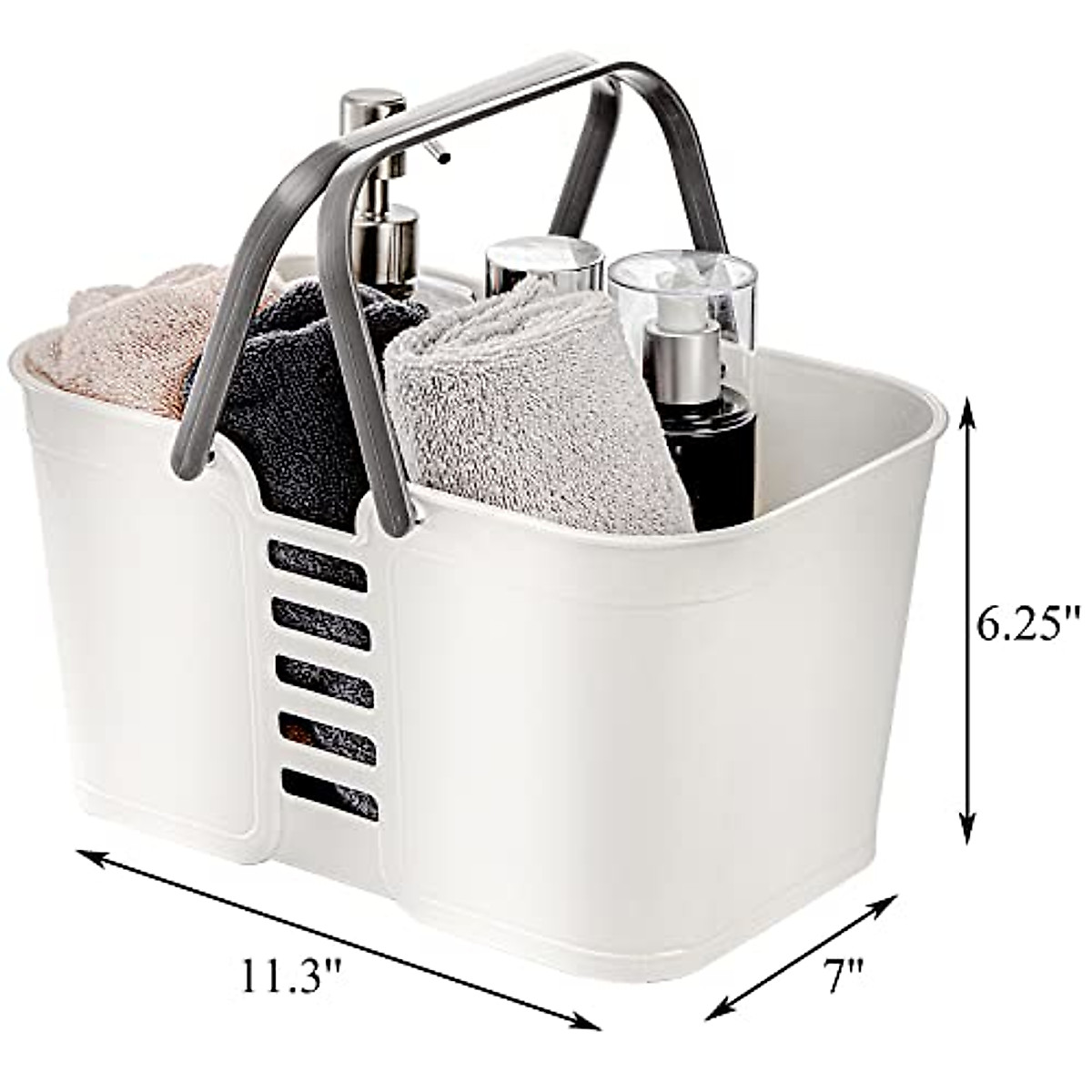 Yesland 4 Pcs Shower Caddy Basket - White Portable Plastic Organizer Storage Baskets with Handles Shower Caddy Bins Tote for Shampoo, Body Wash, Essentials, Makeup in Bathroom - 11.3 x 7 x 6.25 Inch