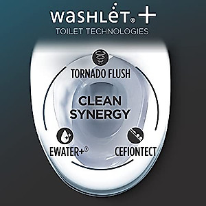 TOTO Drake WASHLET+ Two-Piece Elongated 1.6 GPF TORNADO FLUSH Toilet with Auto Flush, Cotton White - MW7763056CSGA#01