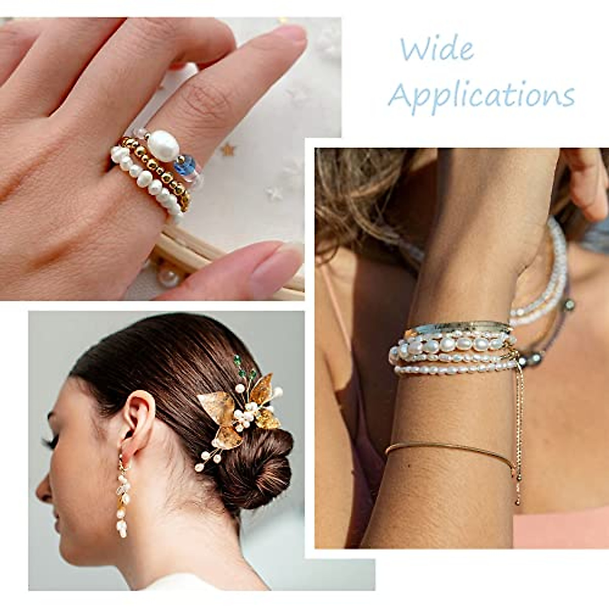 Beadthoven 100pcs Natural Freshwater Pearl Beads 6-8mm Mix Irregular Nuggets Pearl Beads Oval Rice Loose Pearls for DIY Bracelet Necklace Jewelry Making Beading Crafts Supplies Hole 0.5-0.7mm