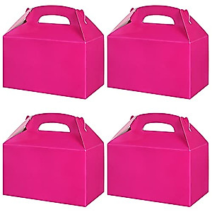 Hot Pink Party Treat Boxes 24 Pcs Bright Pink Candy Cookies Gift Box DIY Party Favor Bags Snack Goody Cardboard Gable Boxes Prefect for Kids Birthday Party Gift Giving Baby Shower Wedding Valentine Decorations