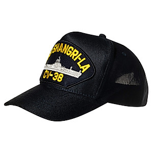 United States Navy USS Shangri-La CV-38 Aircraft Carrier Ship Emblem Patch Hat Navy Blue Baseball Cap