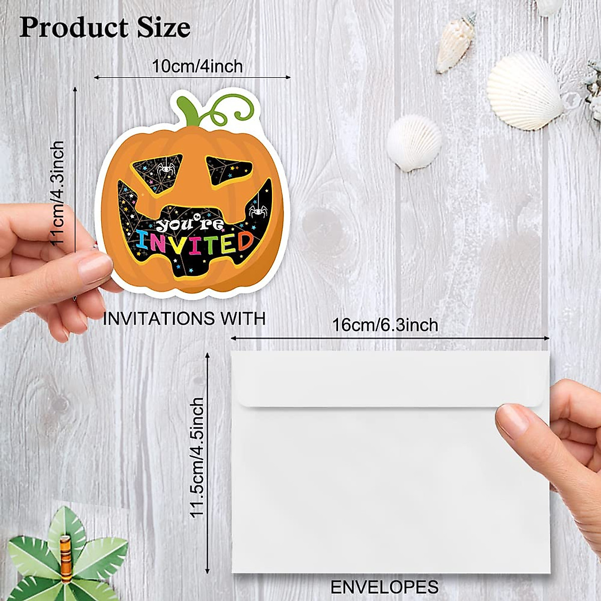 Haizct 15 Pack Halloween Pumpkin Shaped Fill-In Invitations,Fall,Halloween,Monster,Costume Partyor Thanksgiving Party Invitation Cards with Envelopes For Kids or Adults Birthday(YXK045)