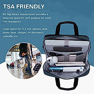 BAGSMART 17.3 Inch Laptop Bag, Expandable Computer Bag Laptop Briefcase Men Women,Laptop Shoulder Bag,Work Bag Business Travel Office, Dark Blue