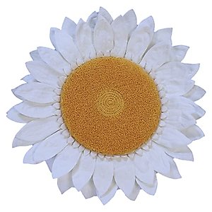 Insdream Flower Handmade 3D Sunflower Petals Decorative Throw Pillow Cover & Insert 13/16 Inch Round Ivory Floral Pillow for Couch,Home Décor,Bedroom Décor and Holiday,Housewarming Gift(16inch,Ivory)