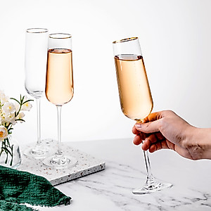 The 7th Beryl CRYSTAL LUXE Champagne Flutes, 24k Gold Champagne Glasses Set of 4, Hand blown Crystal Champagne Flutes Glass,Mimosa glasses, Gifts for Wedding, Anniversary, Women, Men, Birthday