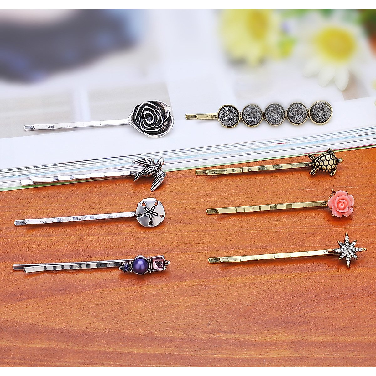 10 Pcs Vintage Alloy Mixed Hair Bobby Pins for girls Hair Clips Barrettes for women NO REPEAT RANDOM PACKING
