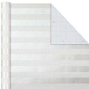 Hallmark Premium Wrapping Paper with Cut Lines on Reverse (3 Rolls: 85 sq. ft. ttl) Gold Hearts, Rose Flowers, White Stripes for Birthdays, Weddings, Mother's Day, Valentine's Day, Bridal Showers