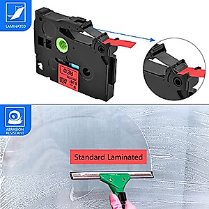 GREENCYCLE Compatible for Brother TZe-421 TZe421 TZ421 TZ-421 AZE Tape 9mm 0.35 Inch 3/8" Black on Red Laminated Label Tape for PTD210 D400AD D600 PT-H100 PTH110 PT1290 PT-1230PC, 2 Pack
