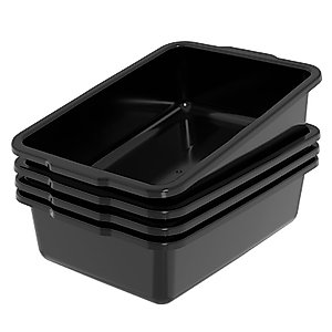 Ysmiltion 24 L Plastic Commercial Bus Tub, Large Plastic Utility Bus Box, Black, 4 Packs