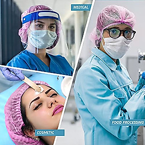 100 Pack 21" Disposable Nonwoven Bouffant Caps Hair Net for Hospital Salon Spa Catering and Dust-free Workspace (pink)