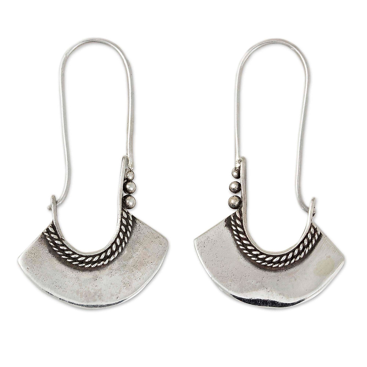 NOVICA Artisan Handcrafted Silver Hoop Earrings | Bell Design Hoop Earrings | .925 Sterling Silver Earrings | Silver Hoop Earrings Handmade | Hoop Earring Thailand | Bohemian Hollow Bell Themed