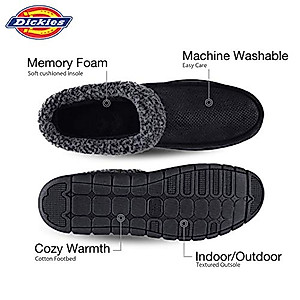 Dickies Men's Open and Closed Back Memory Foam Slippers with Indoor/Outdoor Sole, Black, Large