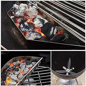 soldbbq Stainless Steel Charcoal Basket and One-Touch Cleaning System Kit for 22-1/2" Weber Kettle Grill, Replacement Parts for Weber Charcoal Grills, Master Touch Series