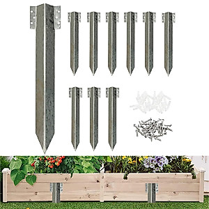 10pcs Sleeper Stakes,Metal Stakes Heavy Duty,Fence Post Repair Stakes Anchors Ground Spikes, Metal Stakes for Ground,Raised Garden Bed,Wooden Garden Edging Border,Driveway,Path Edging