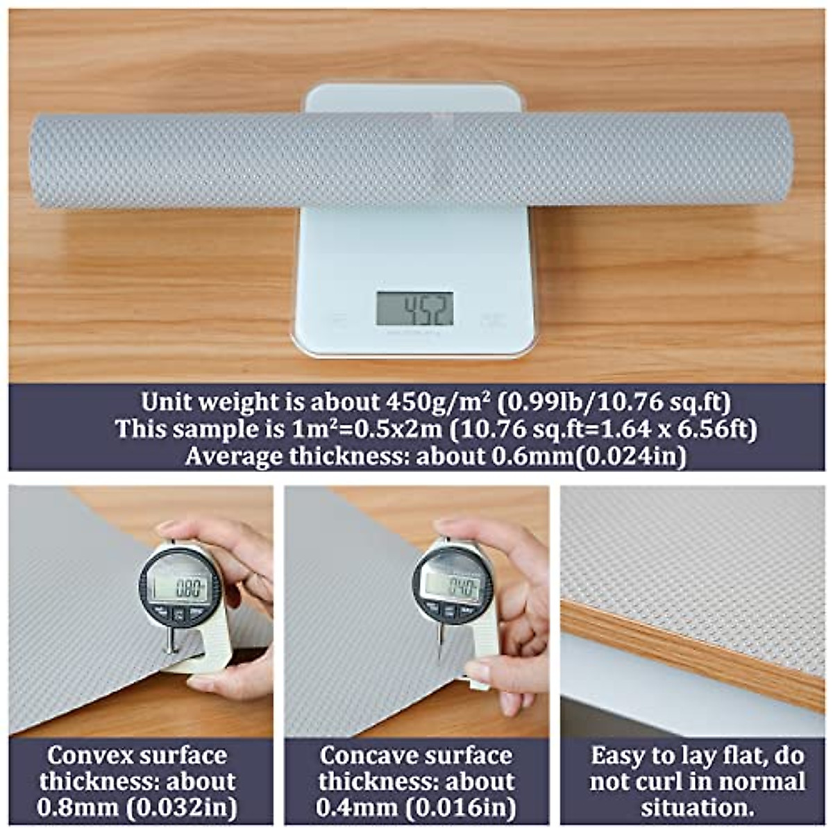 Hersvin Shelf Liner, 20" x20' Non-Adhesive Drawer Liners EVA Kitchen Cupboard Cabinet Covering Undersink Mat Washable Fridge Lining Paper for Home Office (Light Gray/Dot)