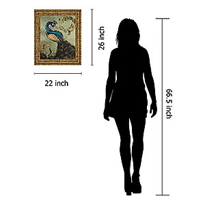 Classy Art Peacock On Sage Il by Tiffany Hakimipour Framed Print Wall Art, Blue