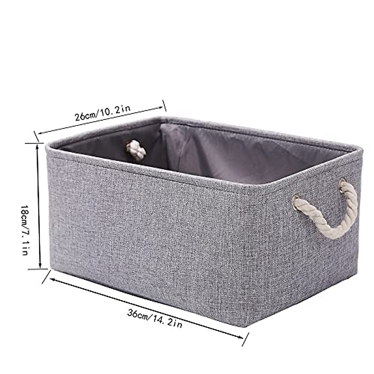 GUIMIYHY Fabric Storage Basket Storage Box Storage Bin Nursery Bin Gift Basket with Handles for Wardrobe, Shelves, Clothes, Toys, Towel, Foldable (1 Pack, Grey, 14.2 by 10.2 by 7.1 inch)