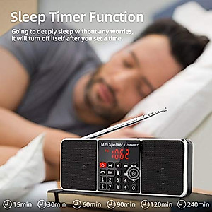 PRUNUS J-288 Portable Radio AM FM Radio with Bluetooth Speaker, Sleep Timer, Power-Saving Display, Ultra-Long Antenna, AUX Input & USB Disk & TF Card MP3 Player, NO Manual Preset