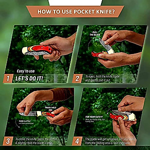 Multi Wood Unique Beautiful 6.5'' Custom Handmade Damascus Steel Brass Bolster Back Lock Folding Pocket Knife Sharpening Rod 100% Prime Quality Plus Beautiful Blue Wood Stainless Steel Pocket Knive