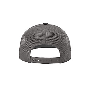 Custom Richardson 112 Hat with Your Text Embroidered Trucker Mesh Snapback Cap (Adjustable Snapback Split Colorway, Black/Charcoal)