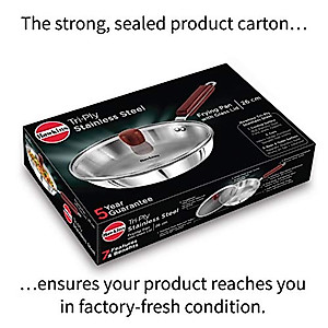 HAWKINS Triply 3 mm Stainless Steel Frying Pan 26 cm with Lid, 1 LTR, Silver (SSF26G)