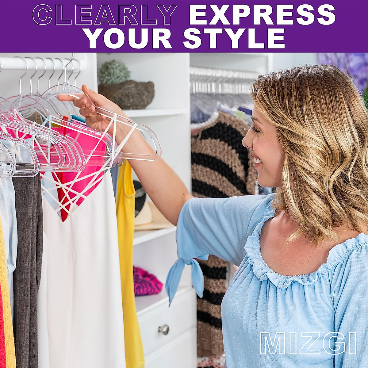 Premium Clear Invisible Acrylic Hangers,Crystal Plastic Hangers,Clear Hangers 50 Pack Ultra Slim & Space Saving Suit Hangers for Coats, Pants & Dress Clothes