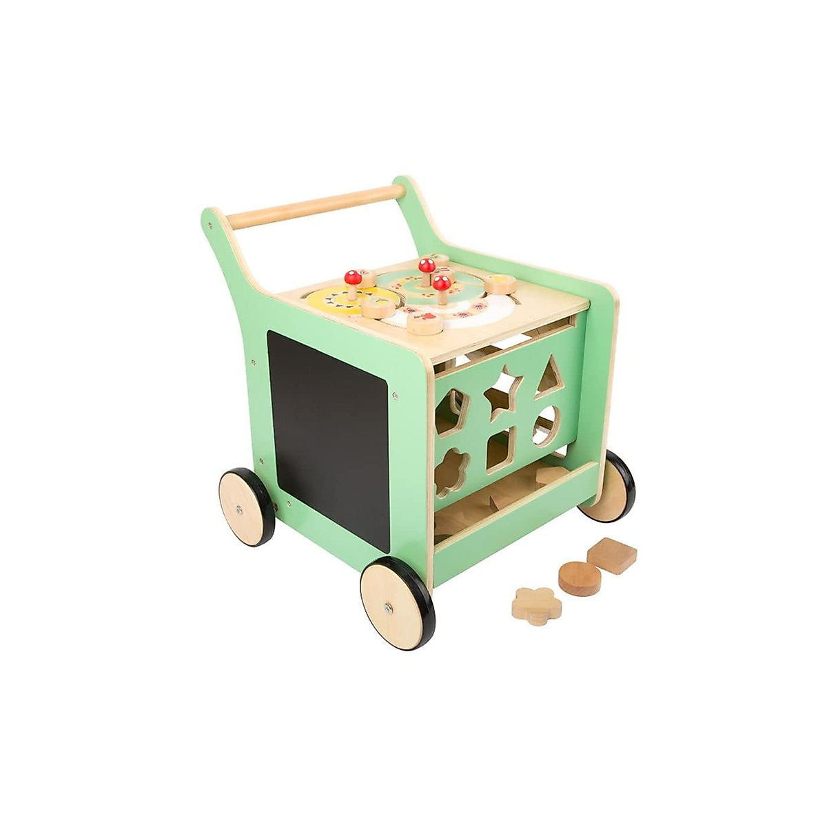 Small Foot Wooden Toys Premium Pastel Wooden Baby Walker and playcenter Move it! Designed for Toddlers 12+ Months, Multi (10947)