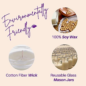 Nika's Home Vanilla Lavender Soy Candle 12oz Mason Jar Non-Toxic White Soy Candle-Hand Poured Handmade, Long Burning 50-60 Hours Highly Scented All Natural, Clean Burning Candle Gift Décor