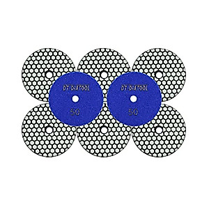 DT-DIATOOL Dry Diamond Polishing Pads 4 Inch for Granite Marble Quartz Stone Countertop Tiles 8 Pieces Grits 50