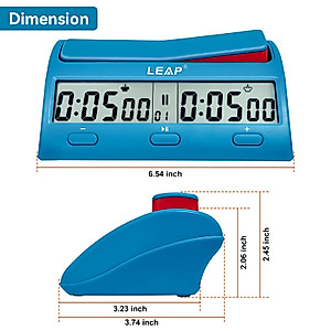 LEAP Chess Clock Advanced Digital Chess Timer with 7 Type 38 Timing Set Modes Including Single or Multi Period Countdown Restricted Moves or Time Function