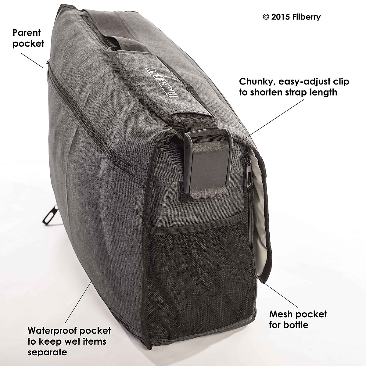 Filberry Messenger DIAPER BAG for DADS & MOMS to share baby care! - Top zipper for easy access - Large - Grey/Black – MEN love it!